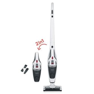 Severin Kabelloser Staubsauger mit Lithium-Ionen Akku, 2in1 mit integriertem Handstaubsauger, beutelloser Akku Staubsauger mit M&ouml;belpinsel und Fugend&uuml;se, wei&szlig;