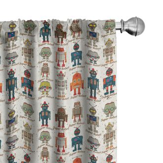 Abakuhaus Roboter Vorh&auml;nge, Gardinen, Super Robot, Fensterbehandlungen f&uuml;r Wohnzimmer Schlafzimmer Dekor, 2 St&uuml;ck 75 cm b x 245 cm h, Mehrfarbig