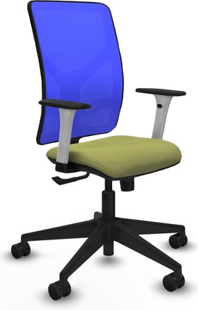 Piqueras y Crespo Ergonomischer Stuhl mit hoher R&uuml;ckenlehne, mit wei&szlig;en und schwarzen Armlehnen, h&ouml;henverstellbare Lendenwirbelst&uuml;tze, 3 Positionen, Blau/Olivgr&uuml;n