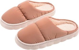 Generic Pantoufles dhiver chaudes pour homme et femme - Pantoufles matelass&eacute;es en mousse &agrave; m&eacute;moire de forme - Pantoufles dint&eacute;rieur confortables doubl&eacute;es, Rou