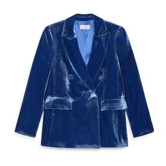 Maliparmi Maliparmi, Femme, Vestes, Bleu, Taille: 42 FR Fluid Velvet Jacket