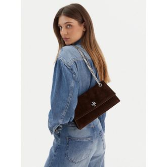 Tory Burch Handtasche Tory Burch Kira Turnlock Suede Shouldr Bag 169176 Braun