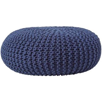 Homescapes Großer Strickpouf 100% Baumwolle, marineblau - Homescapes