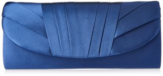 Jessica McClintock Damen Angel Abend-Clutch aus Satin, Smoking-Klappe Abendhandtasche, Marineblau