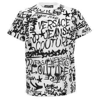 Versace Jeans Couture Graffiti Print Slim Fit T-Shirt - - Tops - Herren - Wei&szlig; - XS