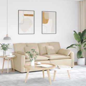 vidaXL Modulares Sofa mit Kissen Cream Vidaxl
