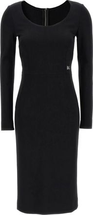 Dolce & Gabbana Femme, Robes, Noir, Taille: 36 FR Robe mi-longue en maille Milano Rib avec logo DG