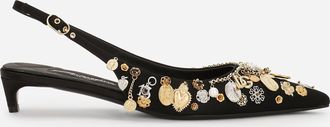 Dolce & Gabbana Slingback Aus Satin Mit Stickereien - Frau Pumps Und Slingbacks Mehrfarbig 37.5