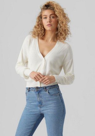 Vero Moda Strickjacke VMNEWLEXSUN LS SHORT V-NECK CAR GA NOOS mit Knopfleiste