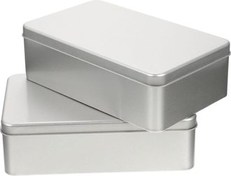 Hemoton 2 Stück rechteckige Blechdose aus Metall mit Deckel aus Zinn, leer, Behälter, Metallbox, Aufbewahrungsorganisation, Haus