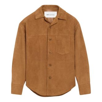 Ami Overshirt aus Ziegenveloursleder mit Kn&ouml;pfen - - Jackets - Damen - Braun - M
