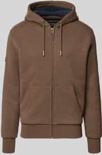 Superdry Regular Fit Sweatjacke mit geteilter K&auml;nguru-Tasche Modell Borg