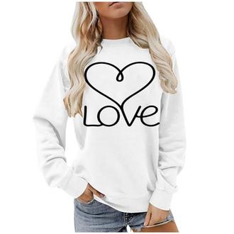 Generic Pull pour femme - Sweat &agrave; capuche pour la Saint-Valentin - Imprim&eacute; - T-shirt &agrave; manches longues d&eacute;contract&eacute; - Ample - Oversize - Haut de sport - Chemis