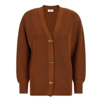 Elisabetta Franchi Femme, Pulls, Brun, Taille: 40 FR Cardigan en Tricot