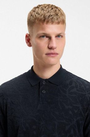 HUGO BOSS Poloshirt florales Jacquardmuster, Baumwollfrottee, Relaxed Fit