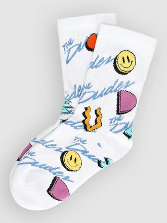 THE DUDES Squiggle Pattern Light Simple Tennis Chaussettes blanc
