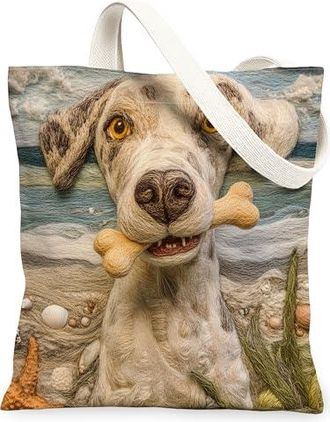 Generic Sac fourre-tout amusant en toile Catahoulas motif l&eacute;opard pour faire du shopping 33 x 38,1 cm, sac &agrave; bandouli&egrave;re r&eacute;utilisable pour femme, peinture dan