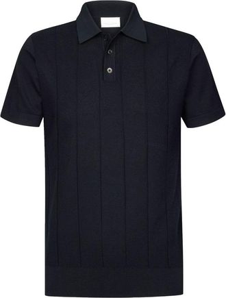 Profuomo Strick-Poloshirt aus Baumwolle mit Schattenstreifen in