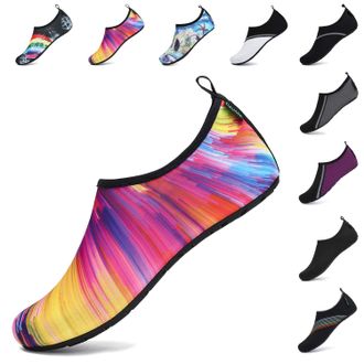Saguaro Herren Badeschuhe Damen Strandschuhe rutschfest Schwimmschuhe Männer Atmungsaktiv Neoprenschuhe Frauen Aqua Wassersport Sommer Mehrfarbig 46/47 EU