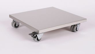 Szagato Möbelroller/Pflanzenroller (Profi) 40x40 cm, Edelstahl, 300kg, Doppelrollen + Bremse, Marke: Szagato, Made in Germany (Design-Pflanzenroller Transport