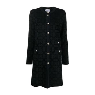 Ferragamo L&auml;ssiger schwarzer Mantel mit Viskosemischung - - Coats - Damen - Schwarzk - M