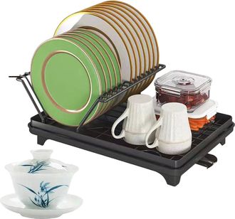 Generico Sp&uuml;lmaschinen-Regal, platzsparender Organizer f&uuml;r Geschirr, multifunktionales Abtropfgestell f&uuml;r K&uuml;che, Haus, Wohnung und Campingfahrzeug