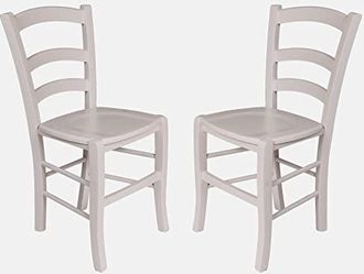 Dmora Set aus 2 klassischen Holzstühlen, für Esszimmer, Küche oder Wohnzimmer, Made in Italy, cm 46x42h87, Sitzhöhe cm 47, Farbe Weiß