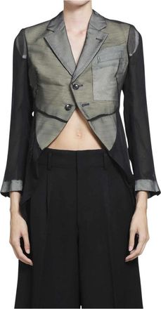 Comme Des Gar&ccedil;ons Blazer Long en Nylon Transparent - Femme - Vestes - Noir - Taille: 38 FR