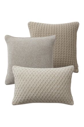 Jotex Jotex Mila Kissenh&uuml;lle 3er-Pack, Kissenbezug mit gestrickter Vorderseite aus hochwertigem Polyester - Beige, 50x50, 50x50 & 60x40cm