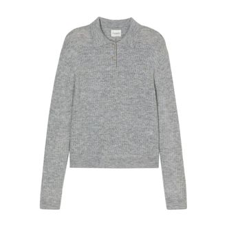 Closed Gerippter Strick-Poloshirt-Pullover - - Knitwear - Damen - Grau - XS