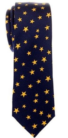 Retreez Classic Stars Cravate skinny en microfibre tiss&eacute;e, Bleu marine avec &eacute;toiles jaunes, taille unique