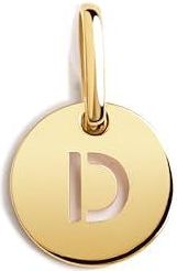 Singularu Mini Médaillon Lettre. Pendentif initial en argent sterling 925 avec finition plaqué or 18Kt. Combinable avec collier. Bijoux pour femme. Lettre D