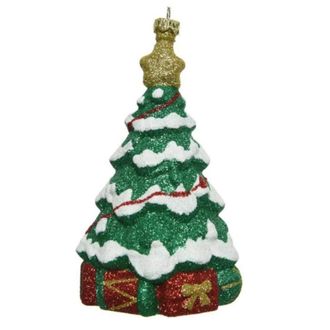 Kaemingk KAE Christbaumschmuck 14cm x 1 St&uuml;ck Weihnachtsbaum geschm&uuml;ckt Kunststoff Anh&auml;nger gr&uuml;n Gold