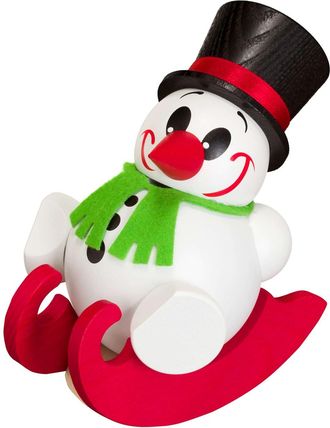 Rudolphs Schatzkiste Kugelr&auml;uchermann Cool-Man auf Schlitten HxBxT = 10x9x13cm NEU R&auml;uchermann Schnee Rauchmann R&auml;ucherfigur R&auml;ucherkerze Figur Holz Seiffen Erzgebirge Hol