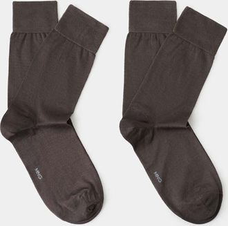 Mango Lot 2 paires de chaussettes longues coton marron - Homme - 40-42 - MANGO MAN