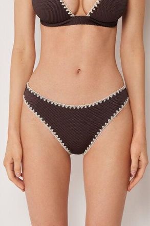 Calzedonia Bikinihose Bicolor Embroidery Braun
