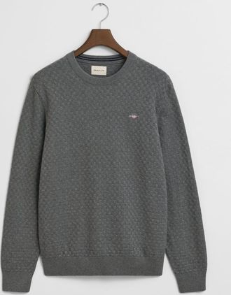GANT Pullover mit Schachbrett-Struktur und O-Neck in