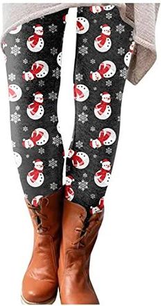 Generic Legging de No&euml;l taille haute pour femme - Imprim&eacute; de No&euml;l - Collant de course &agrave; pied, yoga, gym, extensible et &eacute;l&eacute;gant, Noir, L