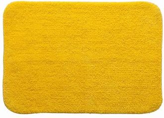 Spirella Badteppich Badematte Duschvorleger 100% Baumwolle Hochflor | flauschig | rutschhemmend | geeignet f&uuml;r Fu&szlig;bodenheizung | 50x70 cm | Gelb