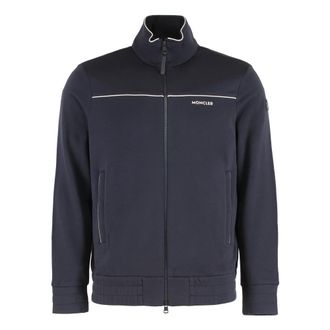 Moncler Kapuzenjacke mit durchgehendem Rei&szlig;verschluss aus Baumwollmischung - - Sweatshirts & Hoodies - Herren - Blau - M