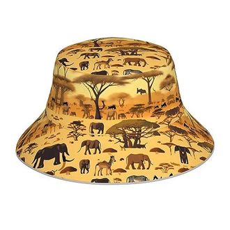 Generic Chapeau De Godet Impression Animaux De La Savane Africaine Femme Chapeau De P&ecirc;cheur Pliable Mode Bonnet De Soleil, pour De P&ecirc;che, La Randonn&eacute;e, Sports
