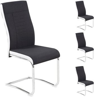 IDIMEX Lot de 4 chaises de salle à manger alba, en tissu - Noir et blanc