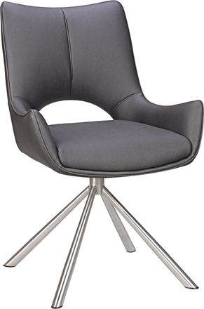 CARRYHOME Stuhl, Edelstahl, Dunkelgrau, Metall, Textil, Drehkreuz, 57x88.5x62 cm, Typenauswahl, Sitzfläche 360° drehbar, inklusive Armlehnen