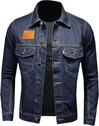 Generic Hommes Bleu Fonc&eacute; Simple Europe Et Les &Eacute;tats-Unis Classique Beau Denim Manteau, bleu, XXL