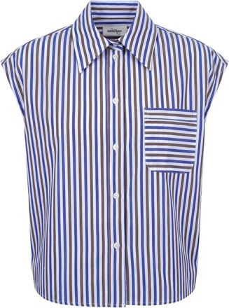 ottod'Ame Femme, Blouses et Chemises, Multicolore, Taille: 36 FR Cropped Striped Shirt