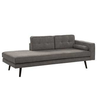 Norrwood home24 Recamiere Vagnas I Grau/Grau Microfaser Yona 202 x 76 x 86cm Armlehne davorstehend rechts Skandi