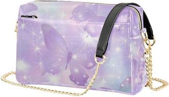 Mnsruu Sacs à bandoulière en cuir pour femme, motif étoiles, papillons violets