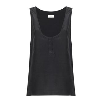 Saint Laurent &Auml;rmelloses Top mit Rundhalsausschnitt - - Blouses & Shirts - Damen - Grau - M