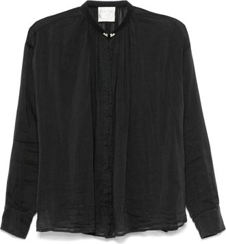 Forte_Forte Semi-transparentes Hemd mit Kristallen - Schwarz