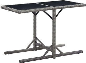 vidaXL Table de jardin Anthracite 110x53x72 cm Verre et r&eacute;sine tress&eacute;e vidaXL
